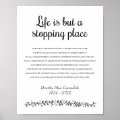 Life Is But A Stopping Place Poem Memorial Poster | Zazzle