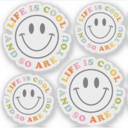 Life Is Cool Happy Smiling Face Emoji Sticker | Zazzle