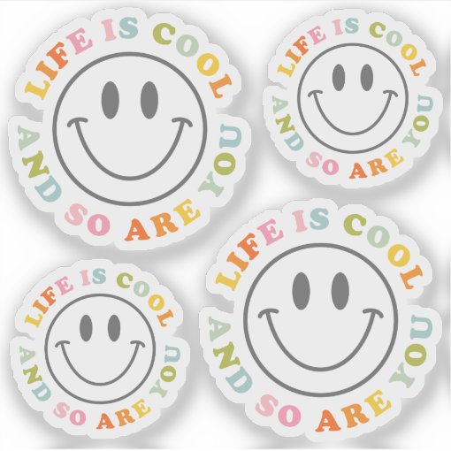 Life Is Cool Happy Smiling Face Emoji Sticker | Zazzle