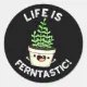 Life Is Ferntastic Funny Fern Plant Pun Dark BG Classic Round Sticker ...