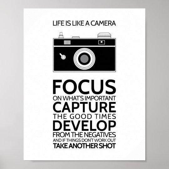 Life Is Like A Camera, Inspirational Quote Poster | Zazzle.com