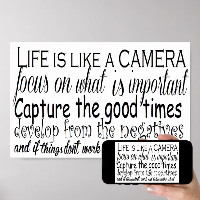 Life is like a camera poster | Zazzle