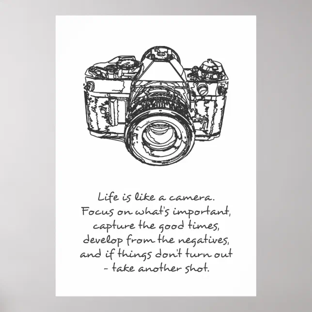 Life is like a camera quote poster | Zazzle