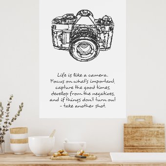 Life is like a camera quote poster | Zazzle