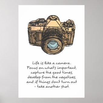 Life is like a camera quote poster | Zazzle