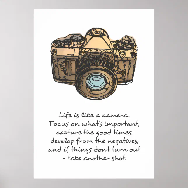 Life is like a camera quote poster | Zazzle
