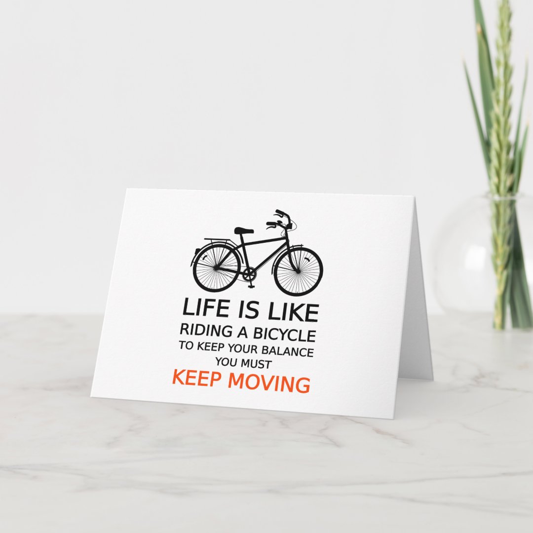 life is like riding a bicycle, word art, text card | Zazzle