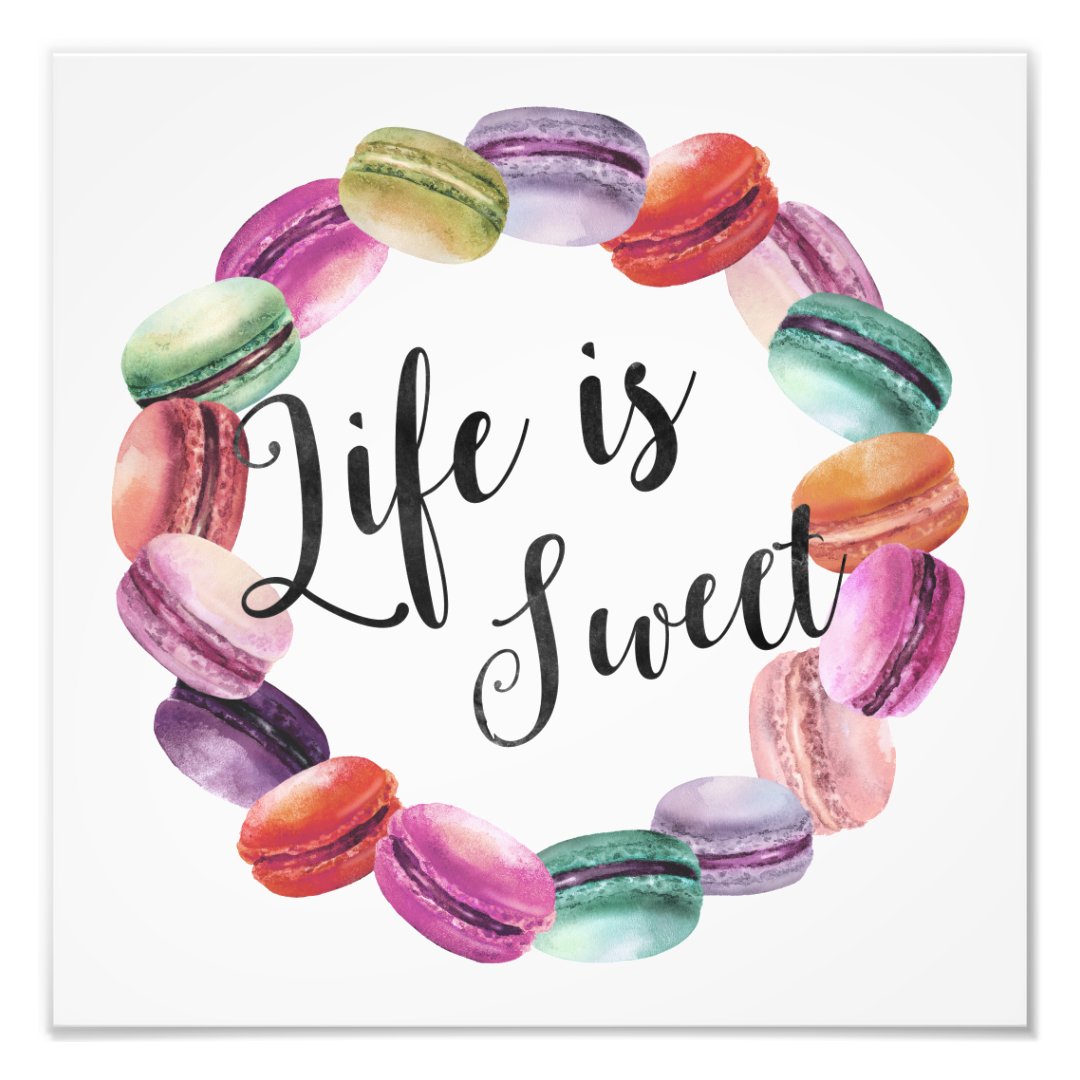 Life is Sweet | Watercolor Macarons Art Print | Zazzle