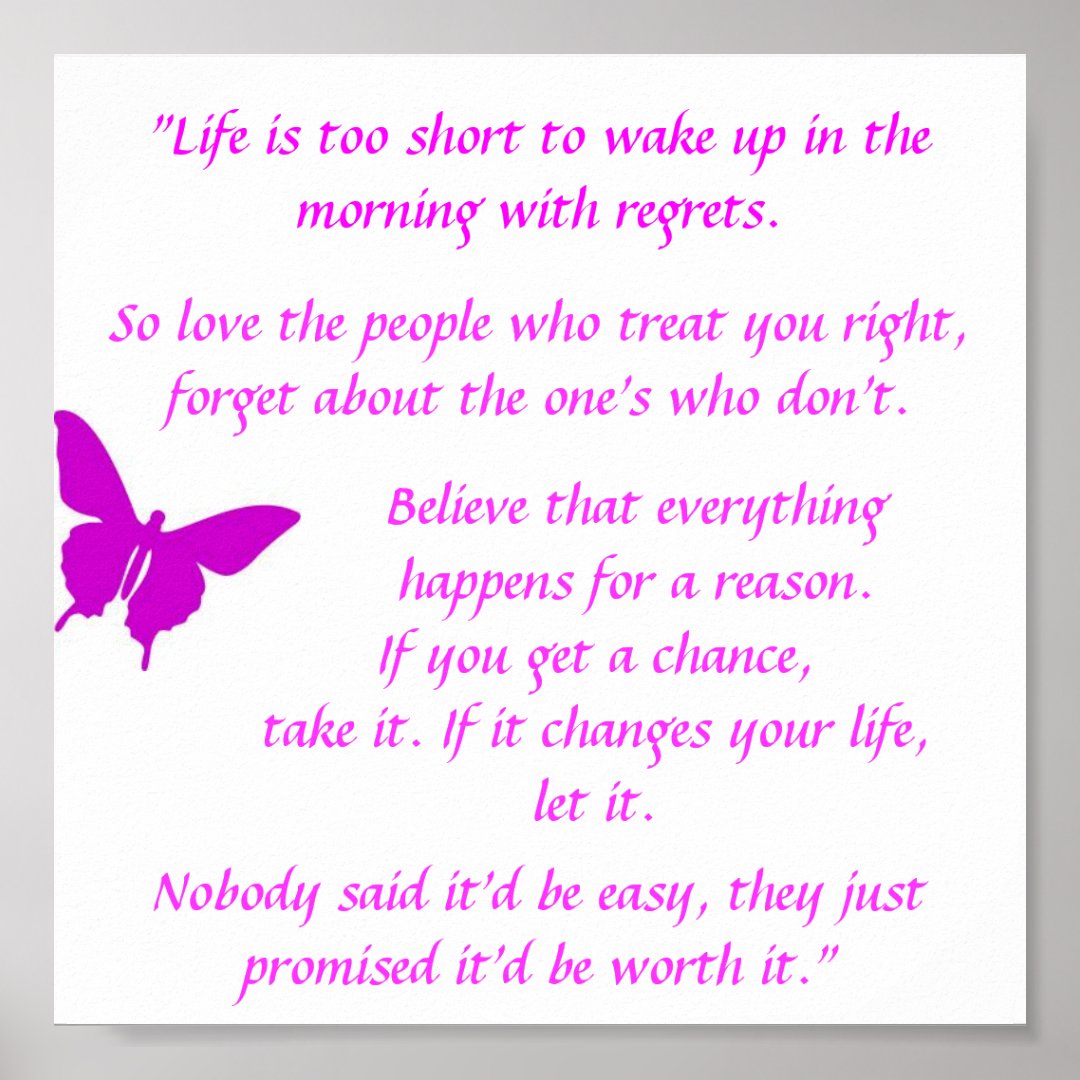 "Life Is Too Short" Motivational Poster | Zazzle