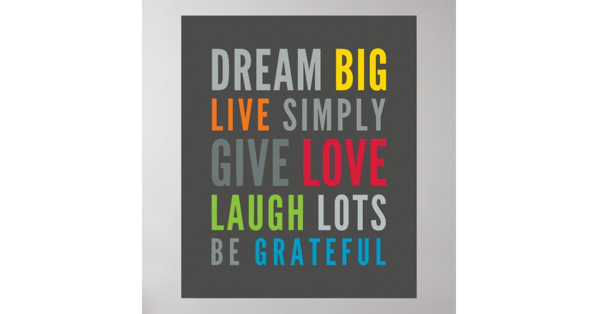 LIFE MANTRA positive cool typography bright colors Poster | Zazzle