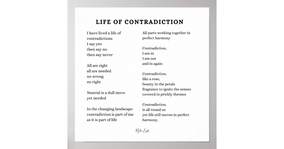 Life of contradiction encouragement poem poster | Zazzle