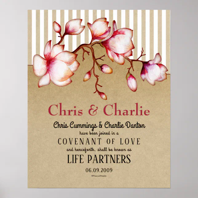 "Life Partners" Love Covenant Wedding Certificate Poster | Zazzle