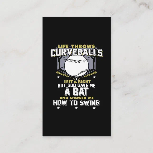 Life Throws Curveballs Left And Right But God Gave Business Card Zazzle