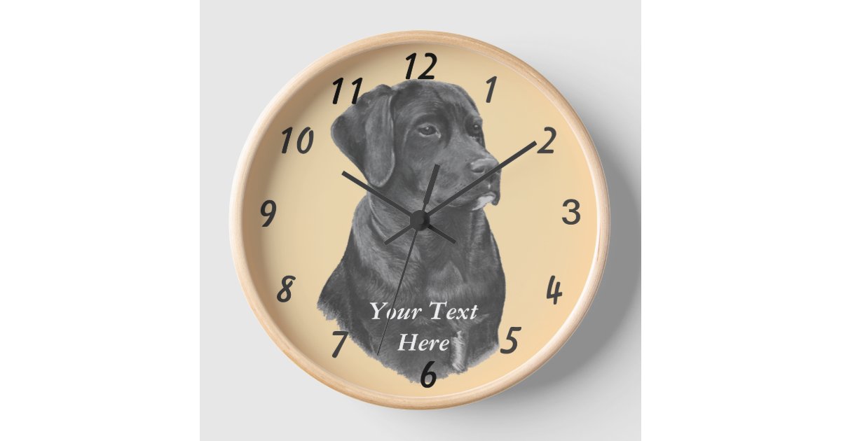 lifelike portrait picture of black labrador dog clock | Zazzle