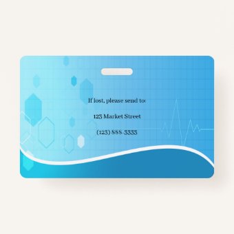 Lifeline Blue Medical Heartbeat Photo ID Badge | Zazzle