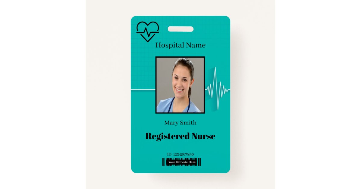 Lifeline Cardio Heartbeat Medical Photo ID Badge | Zazzle