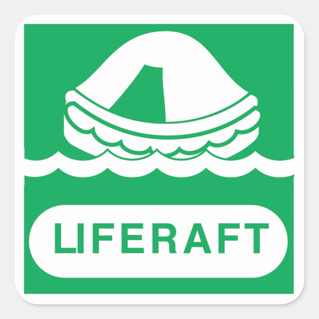 Liferaft Sign Stickers | Zazzle