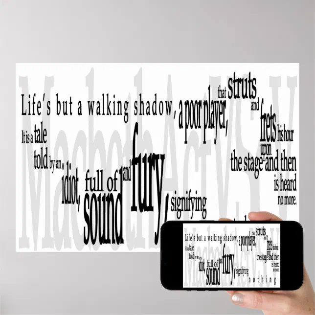 'Life's but a Walking Shadow' Shakespeare Quote Poster | Zazzle