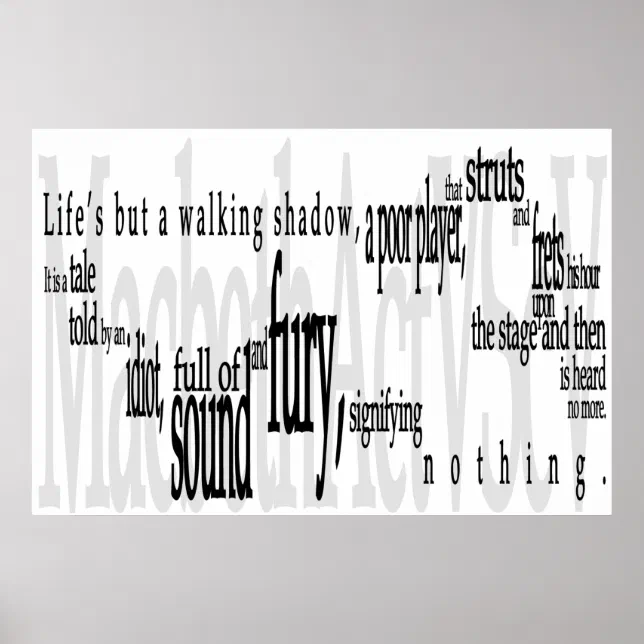 'Life's but a Walking Shadow' Shakespeare Quote Poster | Zazzle