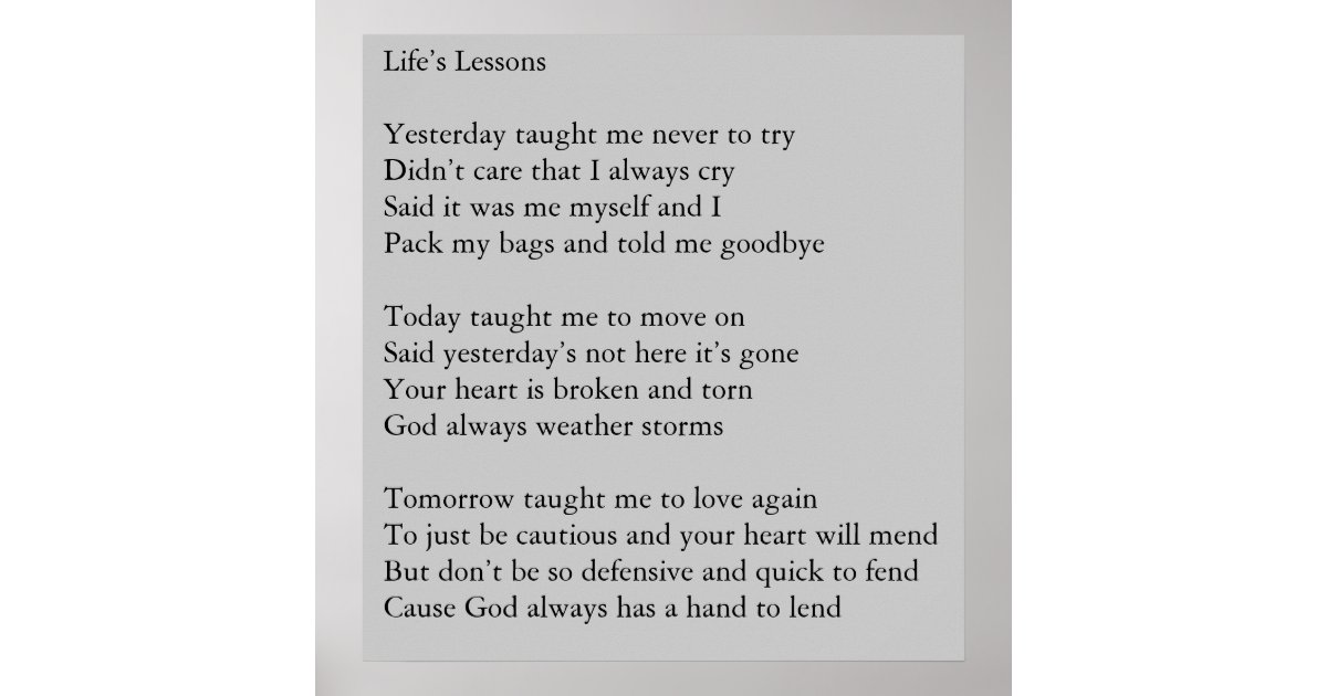 Life's Lessons Poster | Zazzle