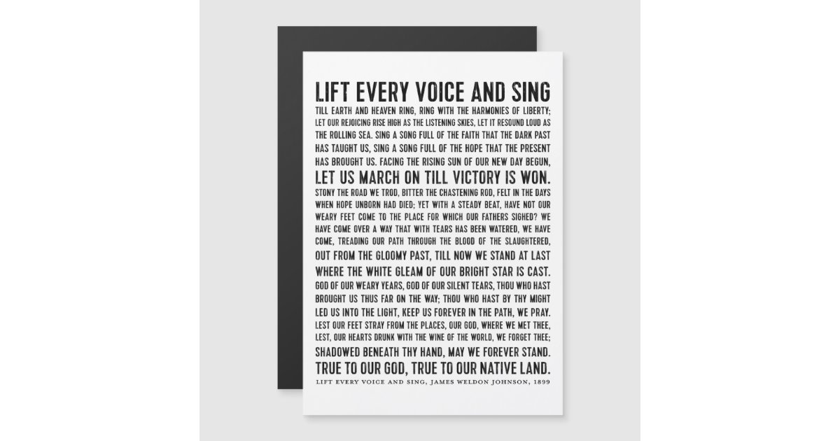 Lift Every Voice and Sing Black History Poem | Zazzle