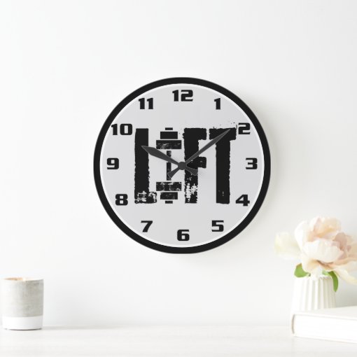 LIFT GYM Weightlifting BODYBUILDING Large Clock | Zazzle