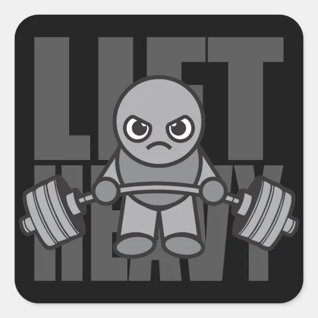 Lift Heavy - Anime Kawaii Workout Motivational Square Sticker | Zazzle