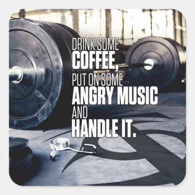 Lift Heavy Inspiration - Coffee and Angry Music Square Sticker | Zazzle