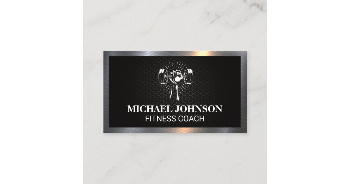 Lifting weight | Fitness | Metal Border Business Card | Zazzle