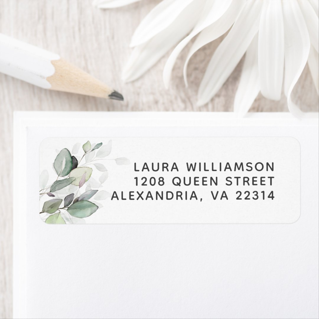 Light Airy Watercolor Botanical Greenery Label | Zazzle