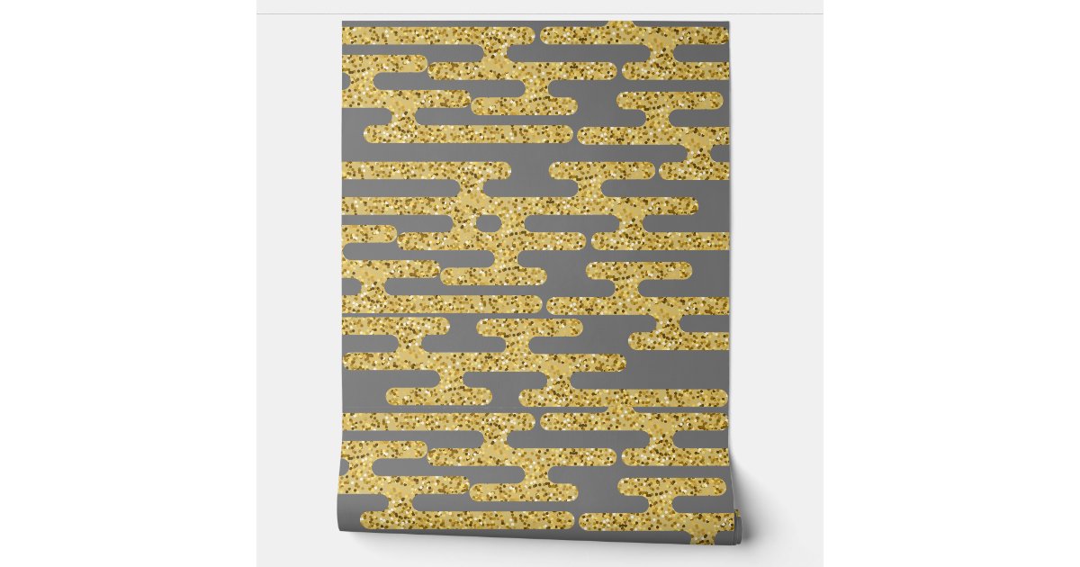 Light Ash Color and Modern Golden pattern Wallpaper | Zazzle