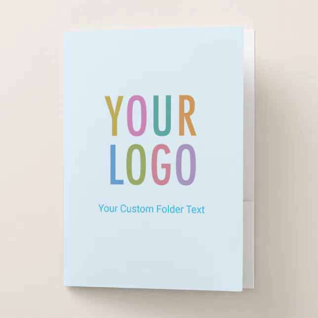 Light Blue 2-Pocket Folders Logo Personalized Bulk | Zazzle