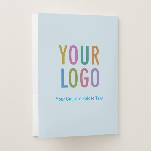Light Blue 2-Pocket Folders Logo Personalized Bulk | Zazzle