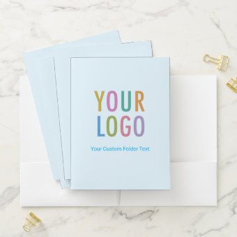 Light Blue 2-Pocket Folders Logo Personalized Bulk | Zazzle