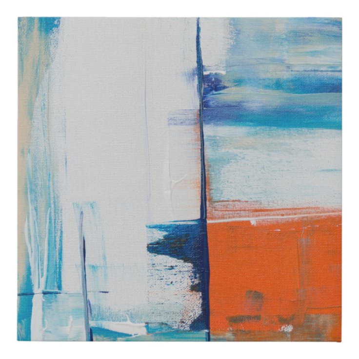 Light Blue Abstract Acrylic Painting Faux Canvas Print | Zazzle