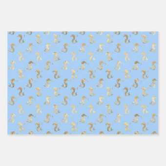 Light blue and gold mermaid scale ocean seamless wrapping paper sheets ...