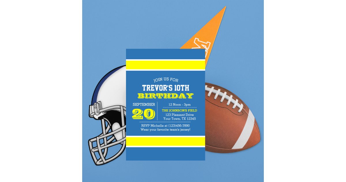 Light Blue and Gold Team Birthday Invitation | Zazzle