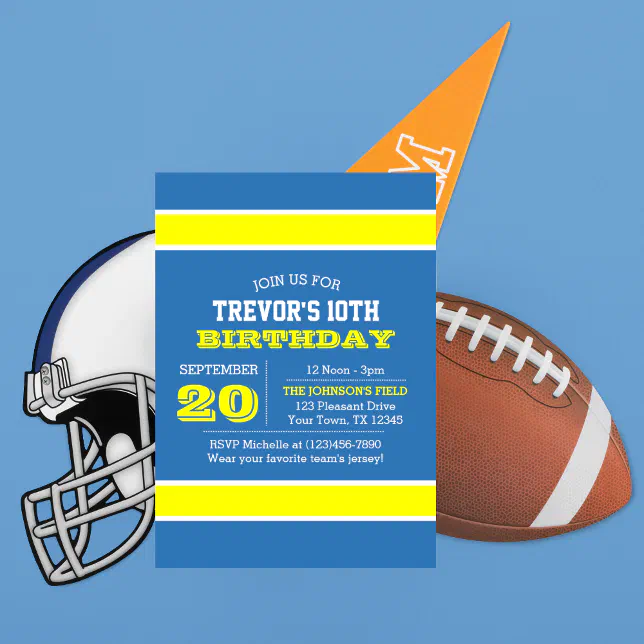 Light Blue and Gold Team Birthday Invitation | Zazzle