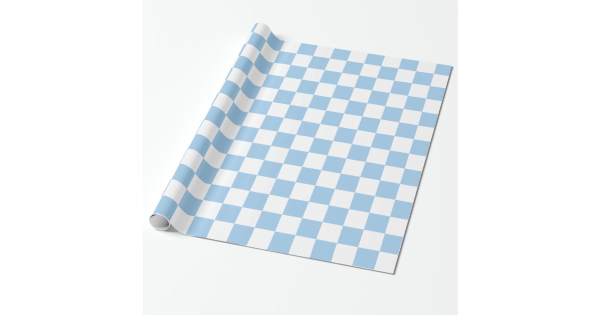 Light Blue and White Checkered Wrapping Paper | Zazzle