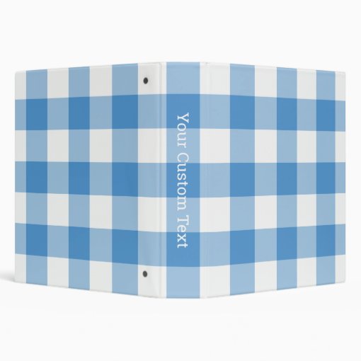 Light Blue and White Gingham Plaid Custom Title 3 Ring Binder | Zazzle