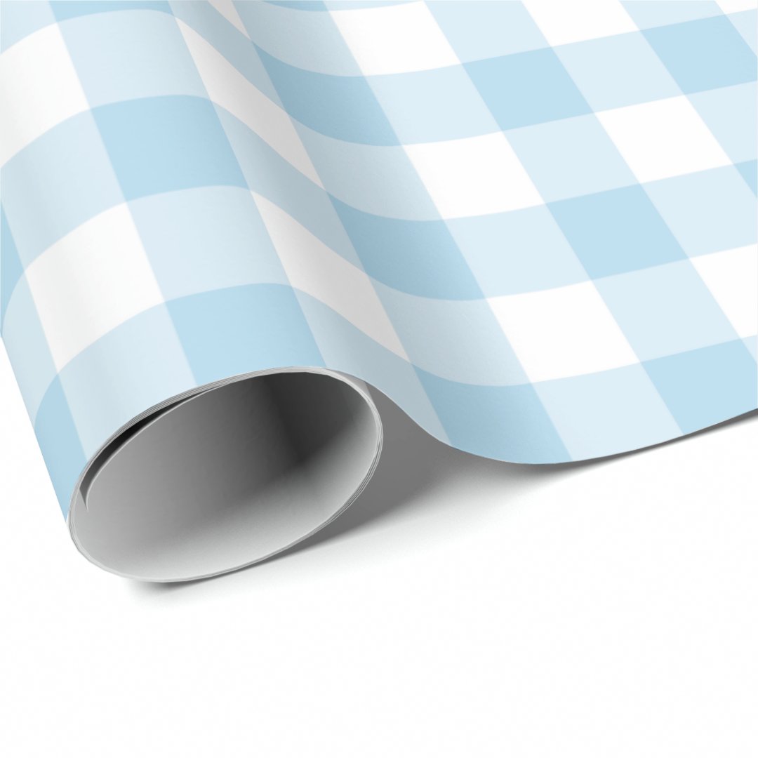 Light Blue and White Gingham Wrapping Paper | Zazzle