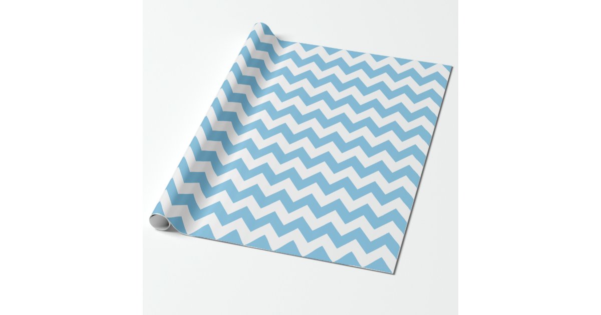 Light Blue and White Large Chevron Wrapping Paper | Zazzle