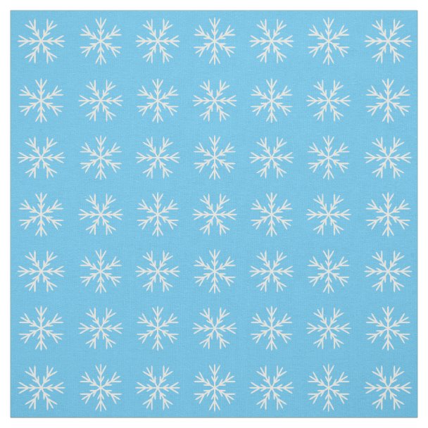 White snowflakes on light blue background Fabric | Zazzle.com