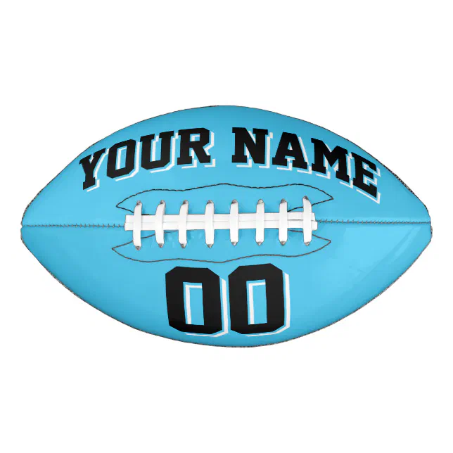 LIGHT BLUE BLACK AND WHITE Custom Football | Zazzle