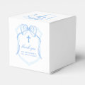 Light Blue Bow Crest Baptism Cube Favor Boxes | Zazzle
