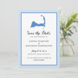 Light Blue Brewster Cape Cod Map Wedding Save The Date | Zazzle