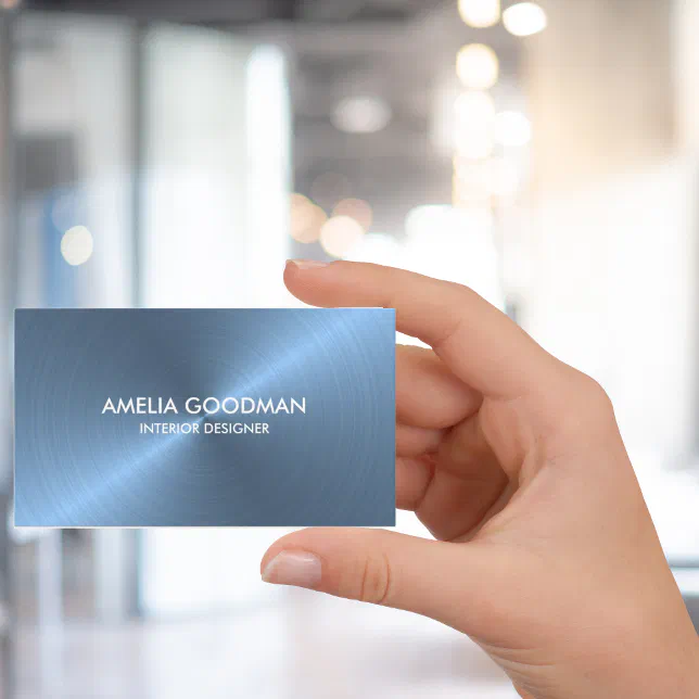 Light Blue Brushed Metal Sheen Business Card | Zazzle