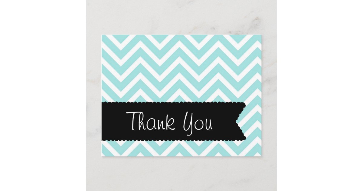 Light Blue Chevron Thank You Postcard | Zazzle