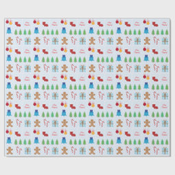 Light Blue Christmas Pattern Wrapping Paper | Zazzle
