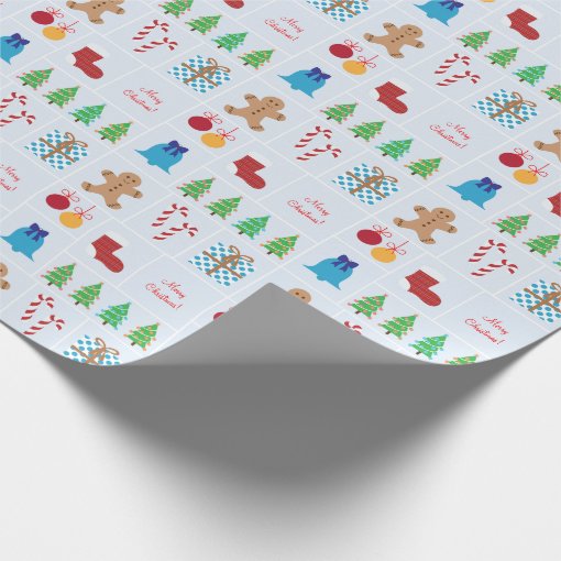 Light Blue Christmas Pattern Wrapping Paper | Zazzle